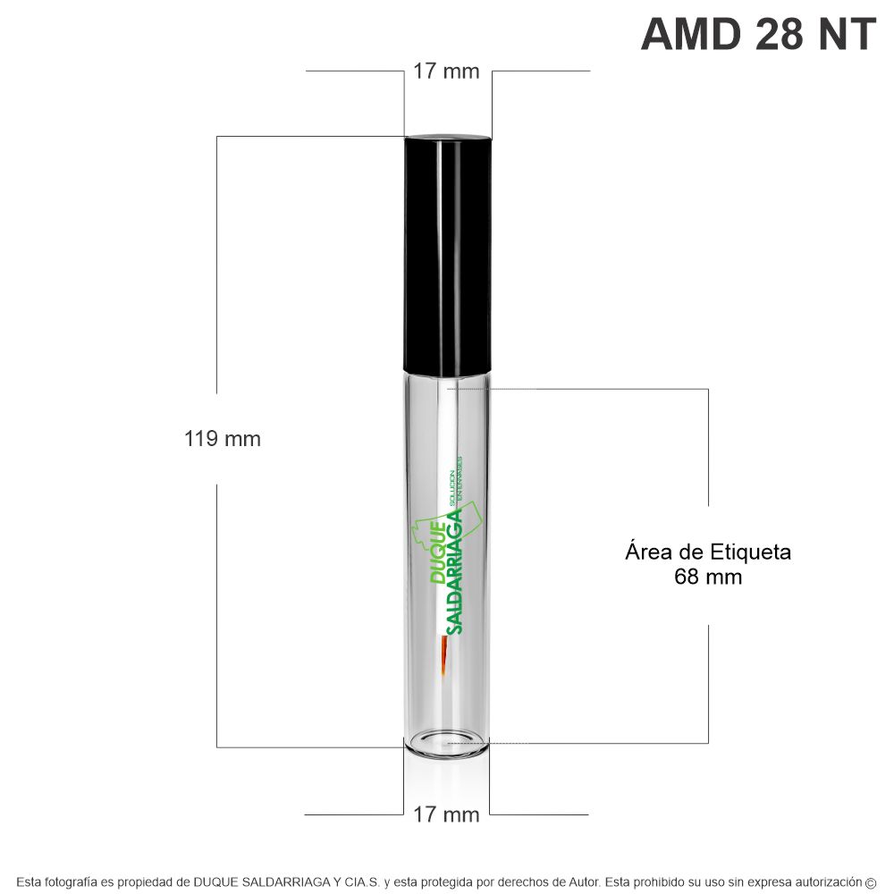 Envase de Vidrio X 10 ML Delineador Transparente Tapa Negra